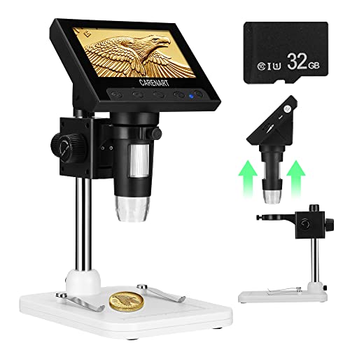 4.3 Inch Digital Microscope, Carenart Coin Microscope with 32GB TF Card ...
