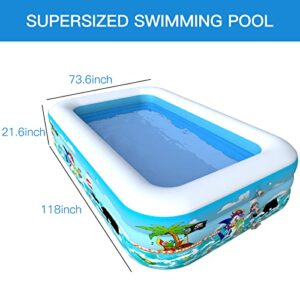 Inflatable Pool, Inflatable Pool for Kids and Adults, 120" X 72" X 22 ...
