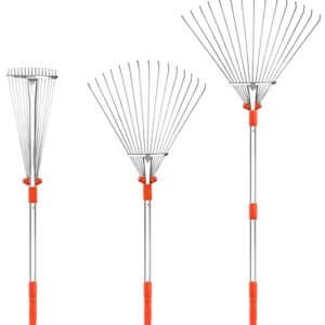 Buyplus Adjustable Garden Leaf Rake - 24 to 63 Inch Telescopic Metal ...