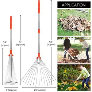 Buyplus Adjustable Garden Leaf Rake - 24 to 63 Inch Telescopic Metal ...