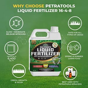 PetraTools Liquid Dethatcher (32oz) and Liquid 16-4-8 Lawn Fertilizer ...