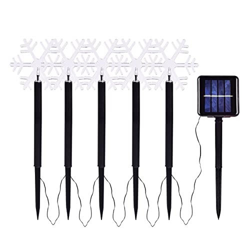 White Solar Christmas Pathway, Snowflake Lights with Stake Outdoor ...