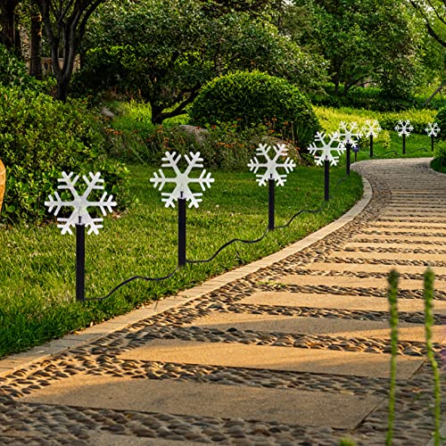 White Solar Christmas Pathway, Snowflake Lights with Stake Outdoor ...