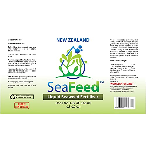 SeaFeed New Zealand Liquid Seaweed Fertilizer 33.8oz Liquid Plant Food ...