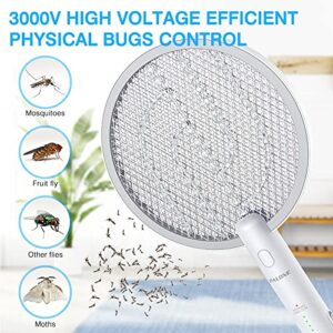 PALONE Electric Fly Swatter 3000V Bug Zapper Racket 2 in 1 Fly Swatter with 1200mAh Battery ...