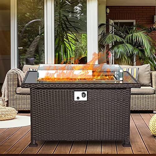 Propane Fire Pit Table Outdoor: 44" 60000BTU Auto-Ignition Propane Fire ...