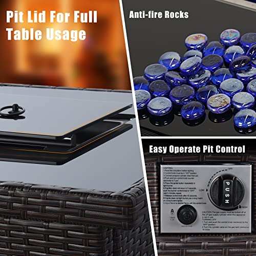 Propane Fire Pit Table Outdoor: 44" 60000BTU Auto-Ignition Propane Fire ...