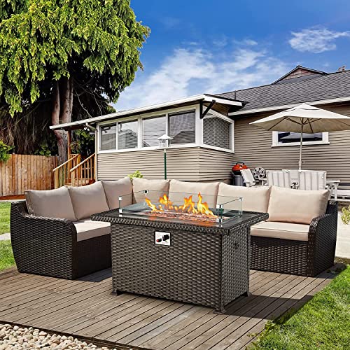 Propane Fire Pit Table Outdoor: 44" 60000BTU Auto-Ignition Propane Fire ...
