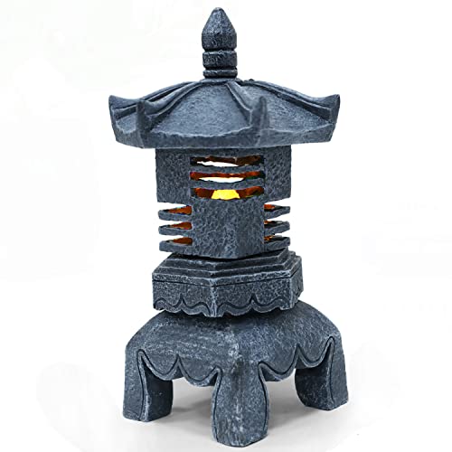 MIBUNG Solar Pagoda Lantern Outdoor Statue, Peaceful Pagoda Sculpture ...