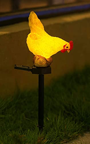 CHUANGFENG Solar Chicken Lights Chicken Statue Decorative Outdoor ...
