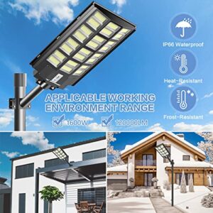 VOOJOY 1600W Solar Street Lights Outdoor 120000 Lumens Dusk to Dawn Motion Sensor Solar Light ...