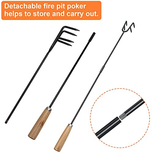 Steel Fireplace Poker 33 in, Luxiv Black Fire Pit Poker Detachable ...