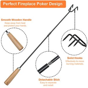 Steel Fireplace Poker 33 in, Luxiv Black Fire Pit Poker Detachable ...