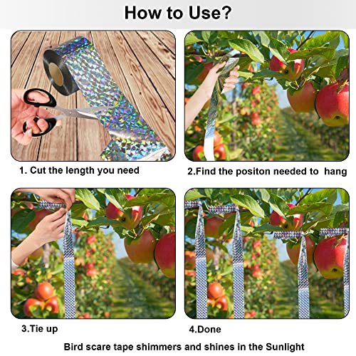 ASPECTEK Bird Repellent Reflective Scare Tape,Wide-width 5cm x 60m Pest ...