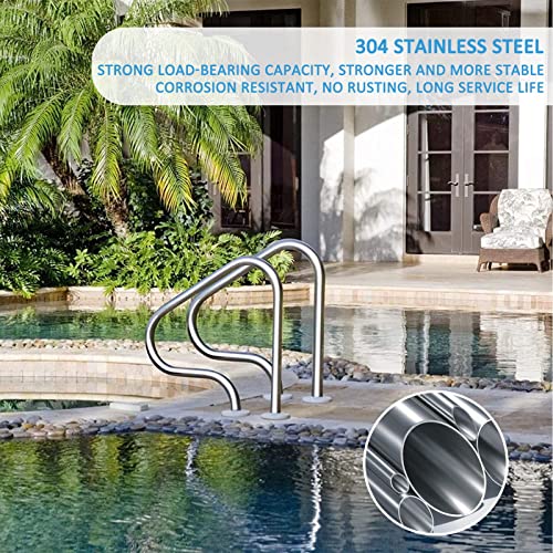 Antourlamm Pool Railing Easy Mount 3-Bend Pool Hand Grab Rail ...
