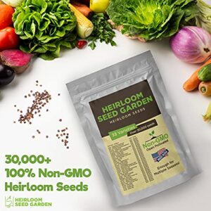 33 Variety Seed Bank Survival Gear 30,000 Premium Non-GMO Open ...