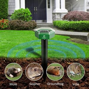 Careland Mole Repellent Stakes Solar Powered Ultrasonic Gopher ...