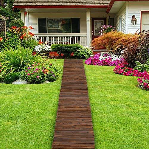 Spurgehom Wooden Garden Pathway 8FT Straight Outdoor Walkway Roll Out ...