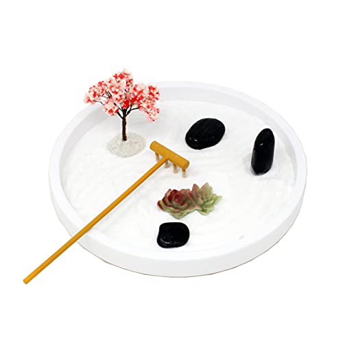 Nature's Mark Mini Zen Garden Kit for Desk with Rake, White Sand, Lotus ...
