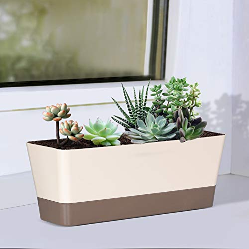 GROWNEER 3 Packs 12 Inches Window Boxes Rectangle Planter with 15 Pcs ...