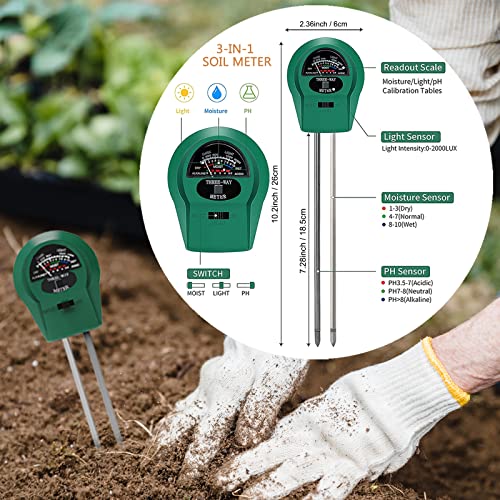 PH Meter, TDS PPM Meter, 3 in 1 Soil PH Tester [Upgraded Version ...