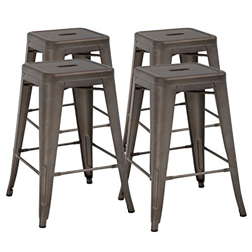 FDW 24 Inch Metal Stools Bar Stools Set Height Stackable Barstools ...