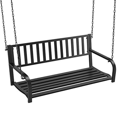 Yaheetech Porch Swing Hanging Bench, Patio Furniture Metal Swing Chair ...