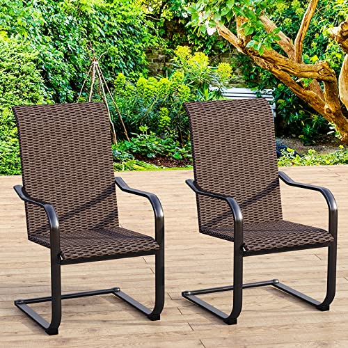 SUNSHINE VALLEY Patio C Spring Dining Chairs Set of 2, Outdoor Wicker ...