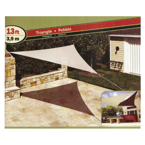 Coolaroo Ready-to-hang Triangle Shade Sail Canopy, Pebble, 13 Feet ...