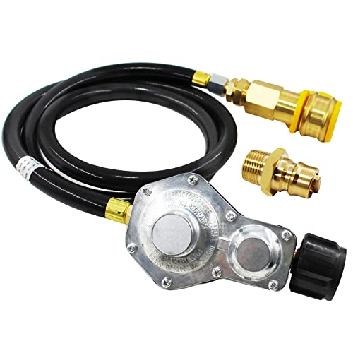 MCAMPAS 5FT Two Stage Propane Regulator with Hose, Standard 3/4" Quick ...