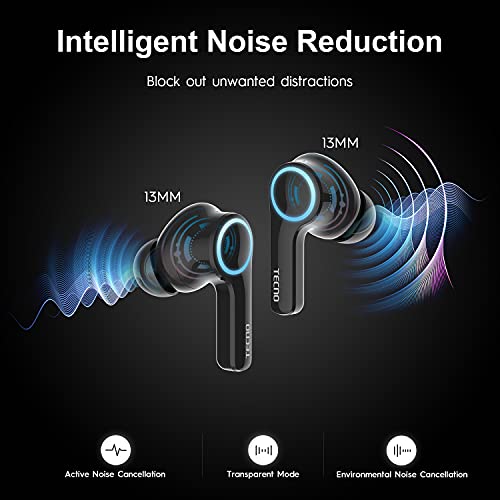Tecno True Wireless Bluetooth Earbuds Noise Cancelling, ANC Bluetooth ...