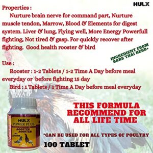 HULX POWER PLUS 100 TABLETS, Fast Increasing Energy Formula Rooster ...