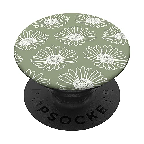 Cottagecore Sage Green Daisy Flower Aesthetic Boho Plant PopSockets ...