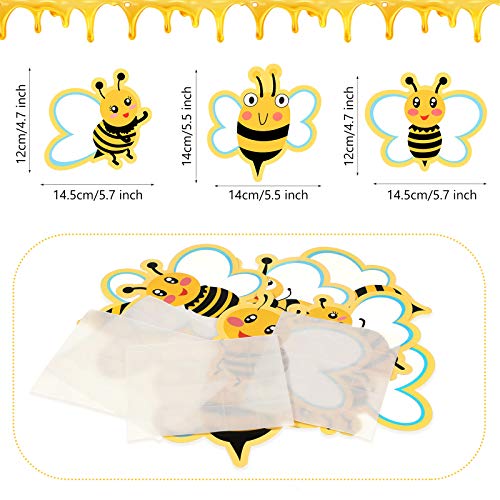 45 Pieces Bee Cutouts Cards Bee Shaped Paper Cuts Cute Bee Theme ...