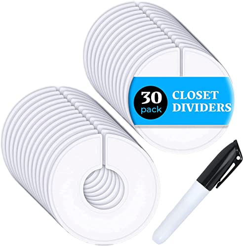 30 Closet Dividers for Hanging Clothes- White Closet Divider Set of 30 ...