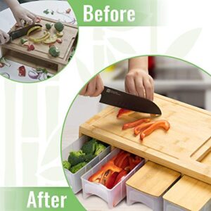 SHINESTAR Bamboo Cutting Board with Containers, Sturdy Meal Prep ...