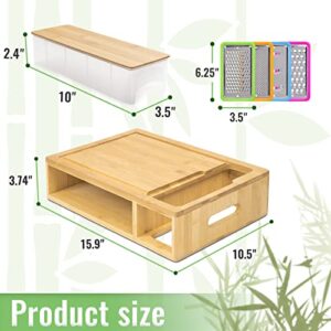 SHINESTAR Bamboo Cutting Board with Containers, Sturdy Meal Prep ...