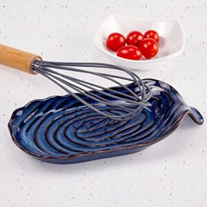 Ceramic Spoon Rest for Stove Top, Eisinly Vintage Blue Porcelain Spoon ...
