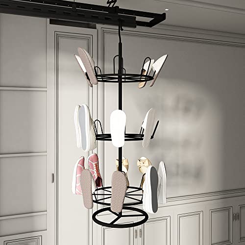 TANGGU Spinning Round Shoe Organizer Rack,Revolving Shoe Rack Iron Shoe ...