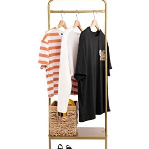 VEGAINDOOR Heavy-Duty Sturdy Clothes Rack with Wood & Metal Shelf ...