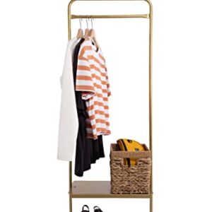 VEGAINDOOR Heavy-Duty Sturdy Clothes Rack with Wood & Metal Shelf ...