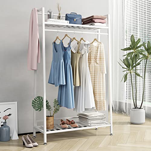 Metal Clothing Rack Modern Clothes Rack with 2- tier Shelf Clothes ...