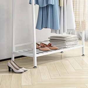 Metal Clothing Rack Modern Clothes Rack with 2- tier Shelf Clothes ...
