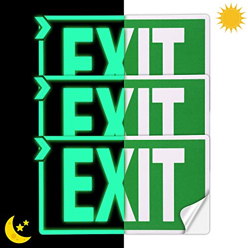 EXIT Signs Glow In The Dark EXIT Decals 3 Pack 12"x7" EXIT ...