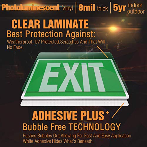 EXIT Signs Glow In The Dark EXIT Decals 3 Pack 12"x7" EXIT ...