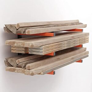 TORACK Lumber Storage Metal Rack, Wood Organizer with 3-Level Wall ...