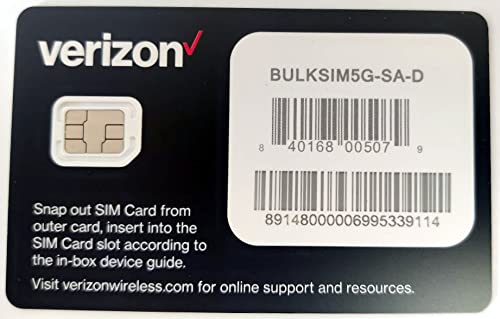 Verizon Wireless 5G LTE SIM Card with NFC - Nano Sized (4FF) (5G Nano ...