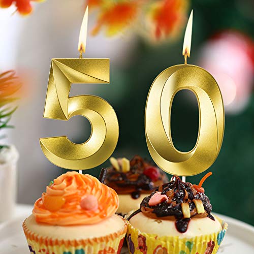 4 Inch 50th Birthday Candles, 3D Diamond Shape Number 50 Candles Cake ...