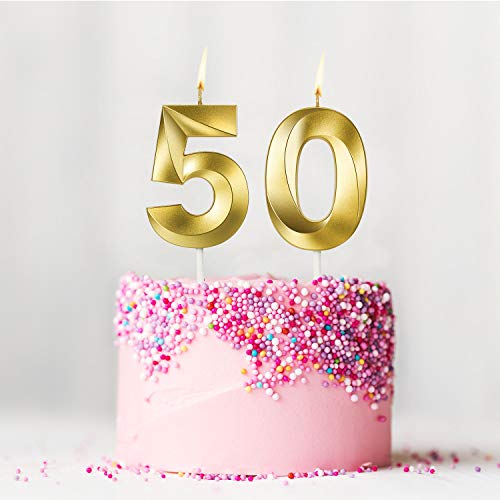 4 Inch 50th Birthday Candles, 3D Diamond Shape Number 50 Candles Cake ...