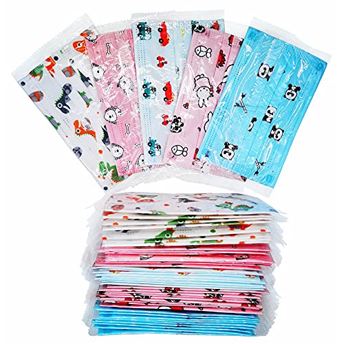 Kids Disposable Face Mask,50 Count 3 Ply Cartoon Face Masks for ...